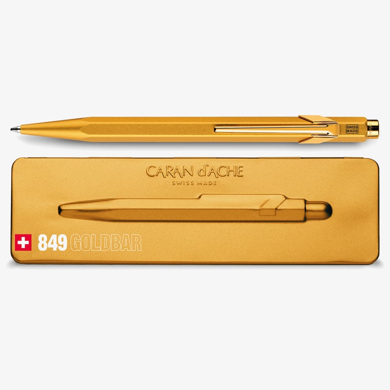 Caran d'Ache 849 Ballpoint Pen - Gold Bar (Slimpack)