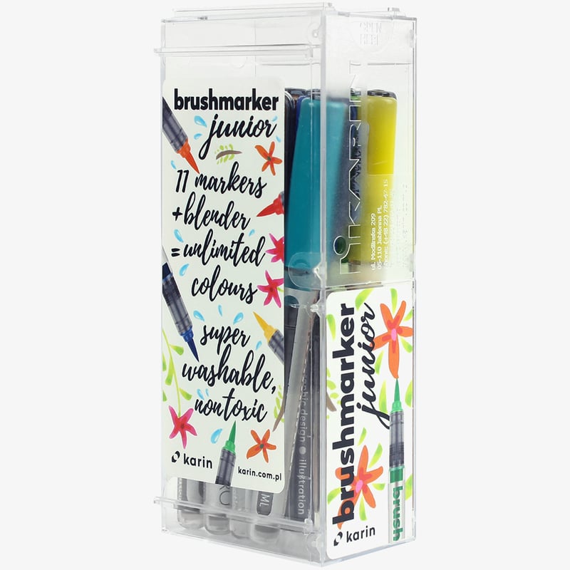 Karin Brushmarker PRO Junior Set - Basic Colours (Pack of 11 with Blender)