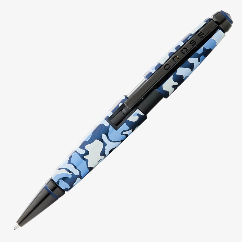 Cross Edge Rollerball Pen - Blue Camo Print PVD Trim | AT0555-15 | The ...