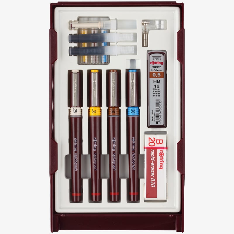 Rotring Rapidograph College Set - 0.25mm/0.35mm/0.50mm/0.70mm ...