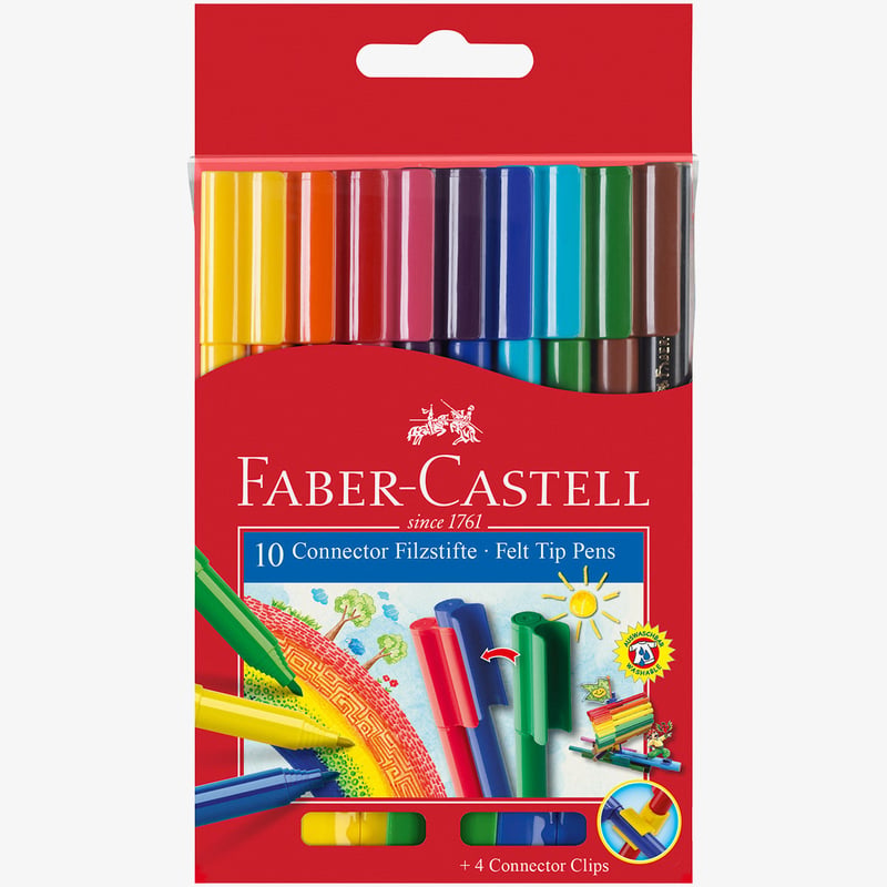 Faber-Castell Connector Fibre Tip Pens - Assorted Colours (Pack of 10 ...
