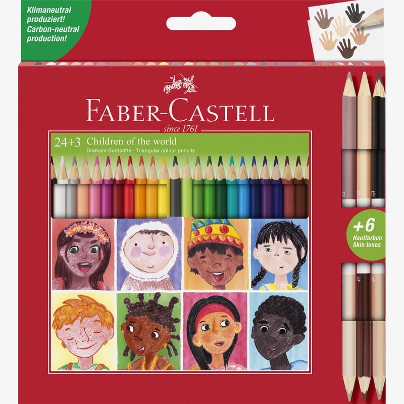 Faber-Castell Triangular Colour Pencil - Pack of 24 + 3 Skintones ...