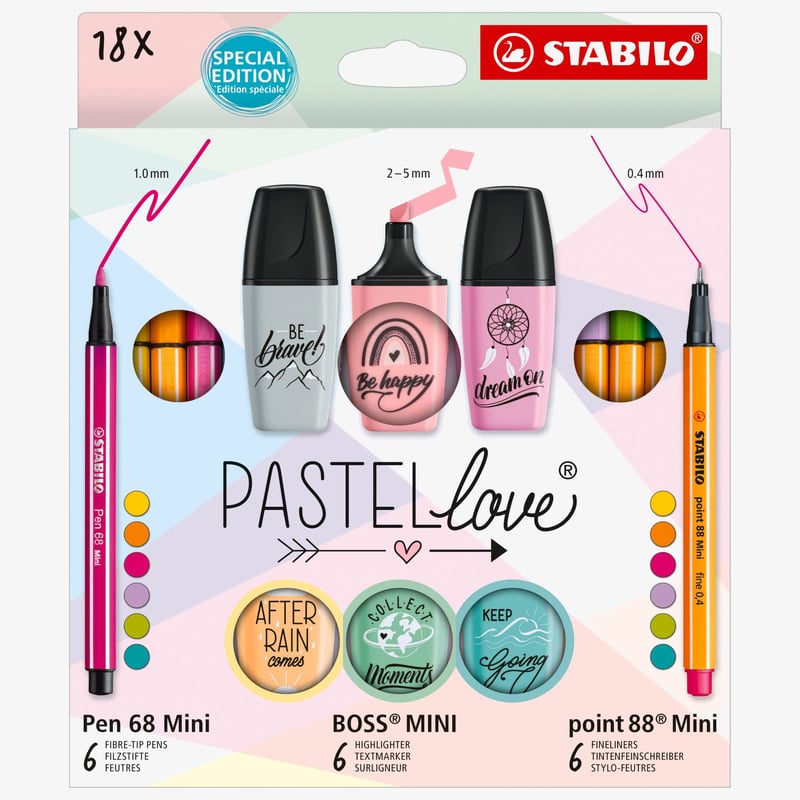 STABILO Pastelove Pen Set - Point 88 Mini, Pen 68 Mini & BOSS MINI ...