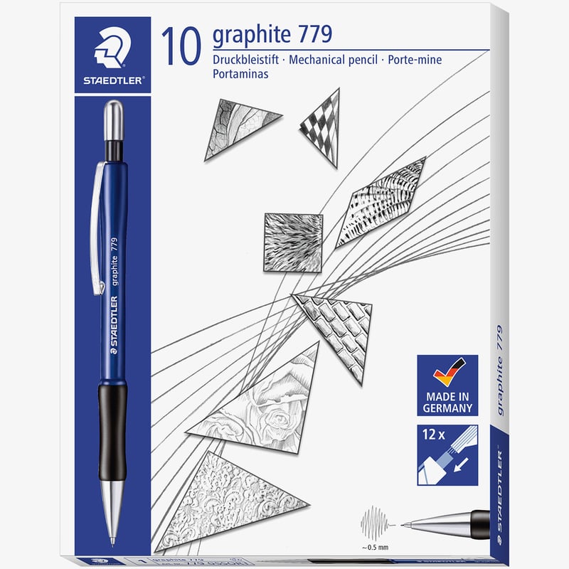 Staedtler Graphite 779 Mechanical Pencil - 0.5mm (Assorted Pack of 10 ...