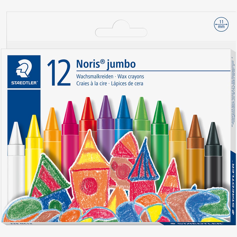 Staedtler Noris Club Jumbo Wax Crayons - Assorted Colours (Pack of 12 ...
