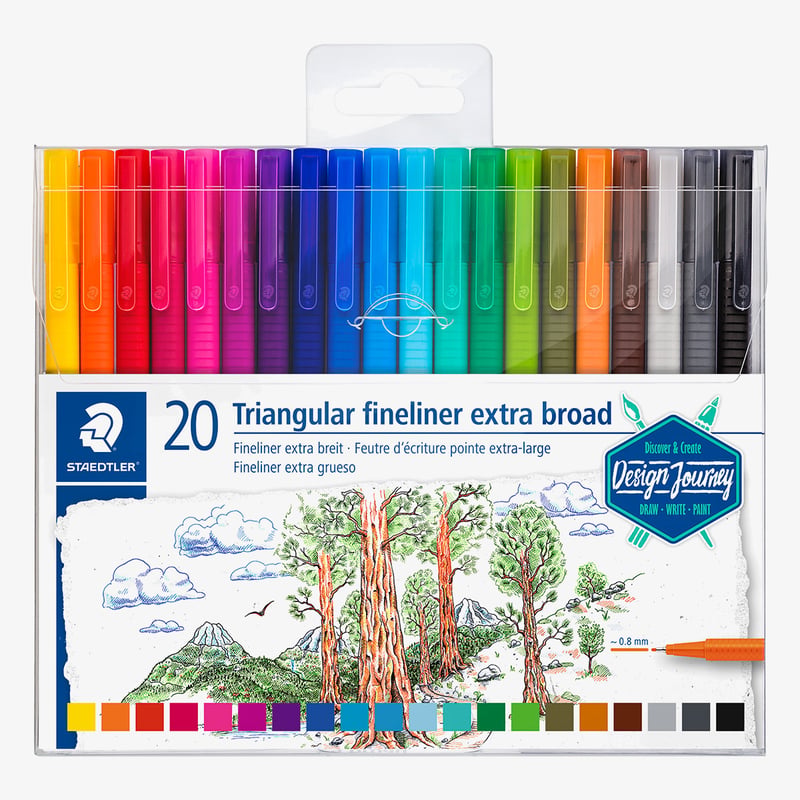 Staedtler Triplus Fineliner Pens - Extra Broad - Assorted Colours (Pack ...