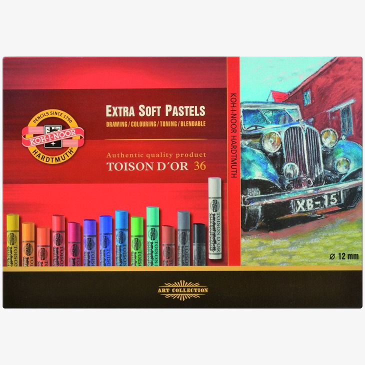 Koh-I-Noor 8555 Artist's Extra Soft Round Dry Chalks - Assorted Colours ...