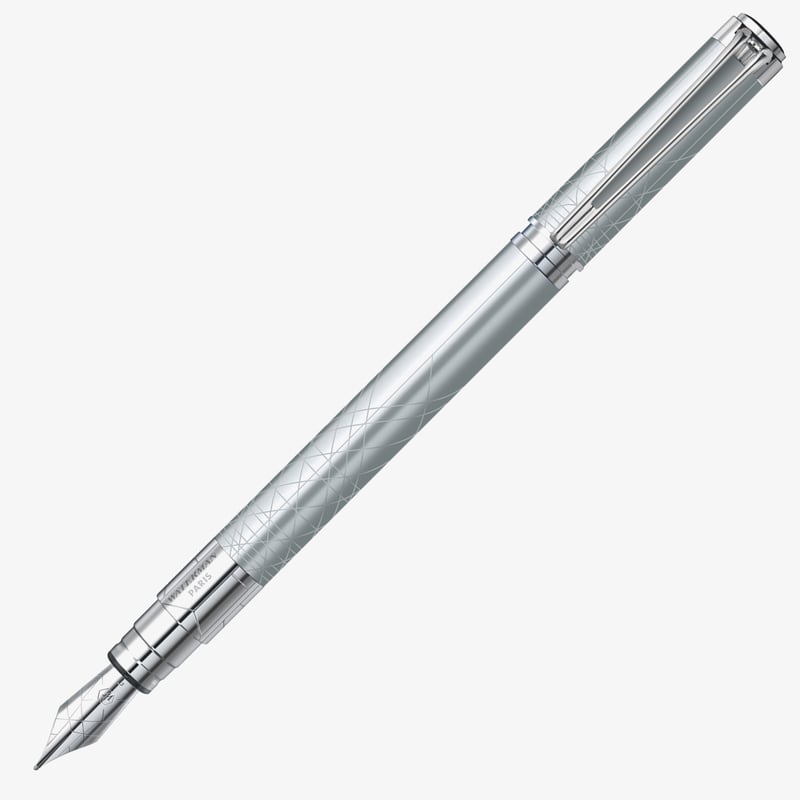 Waterman Perspective Fountain Pen - Decorative Silver Chrome Trim ...