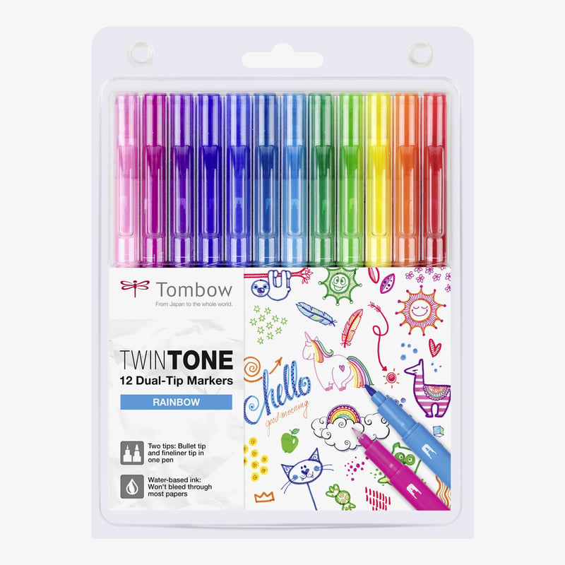Tombow TwinTone Dual Tip Markers - Rainbow Colours (Pack of 12) | WS-PK ...
