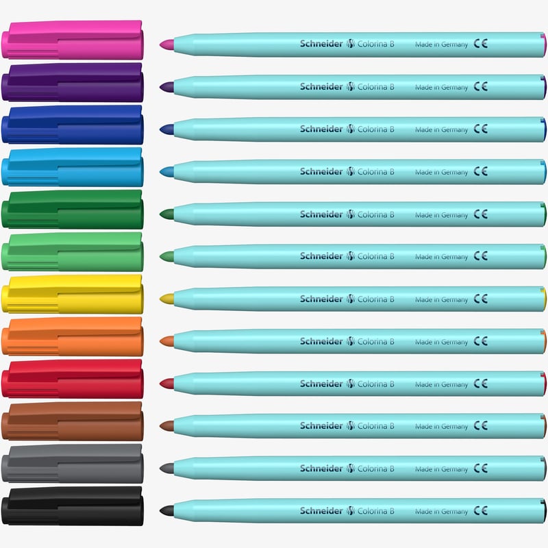 Schneider 12 Colorina Fibre Tip Pens - Broad - Assorted Colours (Pack ...