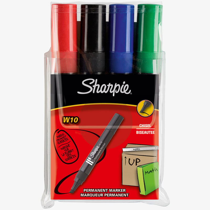 Sharpie W10 Marker Pen Chisel - Assorted Colours (Pack of 4) | S0187285 ...