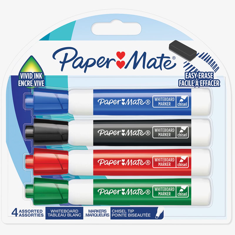 Papermate Whiteboard Marker Fine - Chisel Tip - Assorted Colours ...